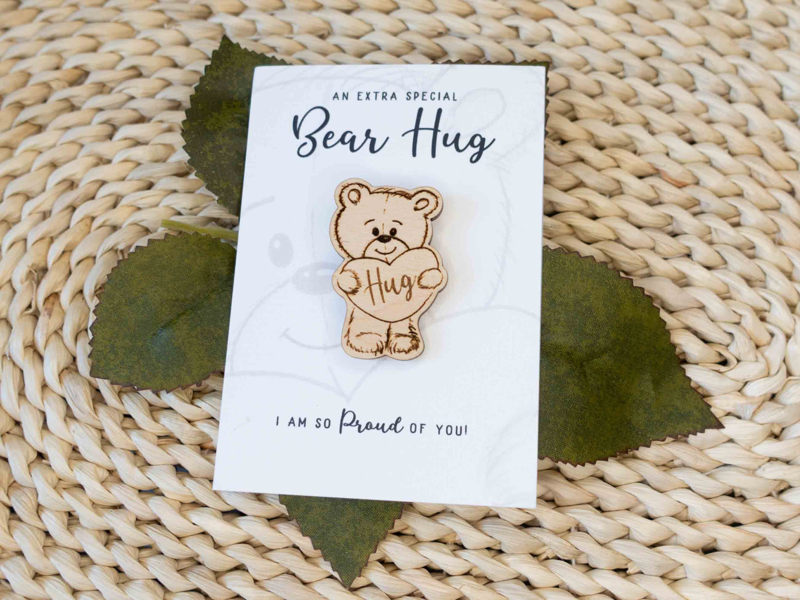 Wooden Bear Hug Token Cute Pocket Hug or Letterbox Thinking - Etsy UK