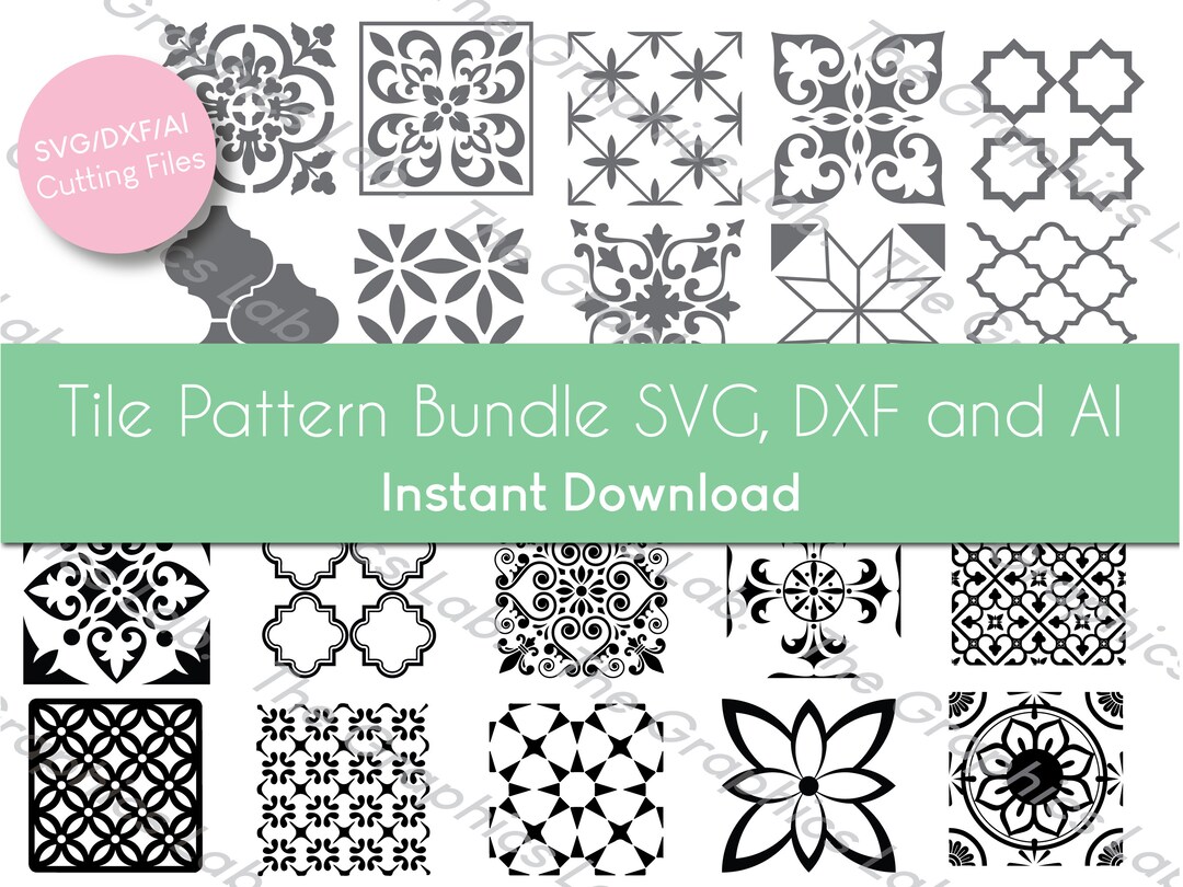 Vinyl Tile Pattern Bundle, Cement Stencil Patio Tile Bundle SVG, DXF ...