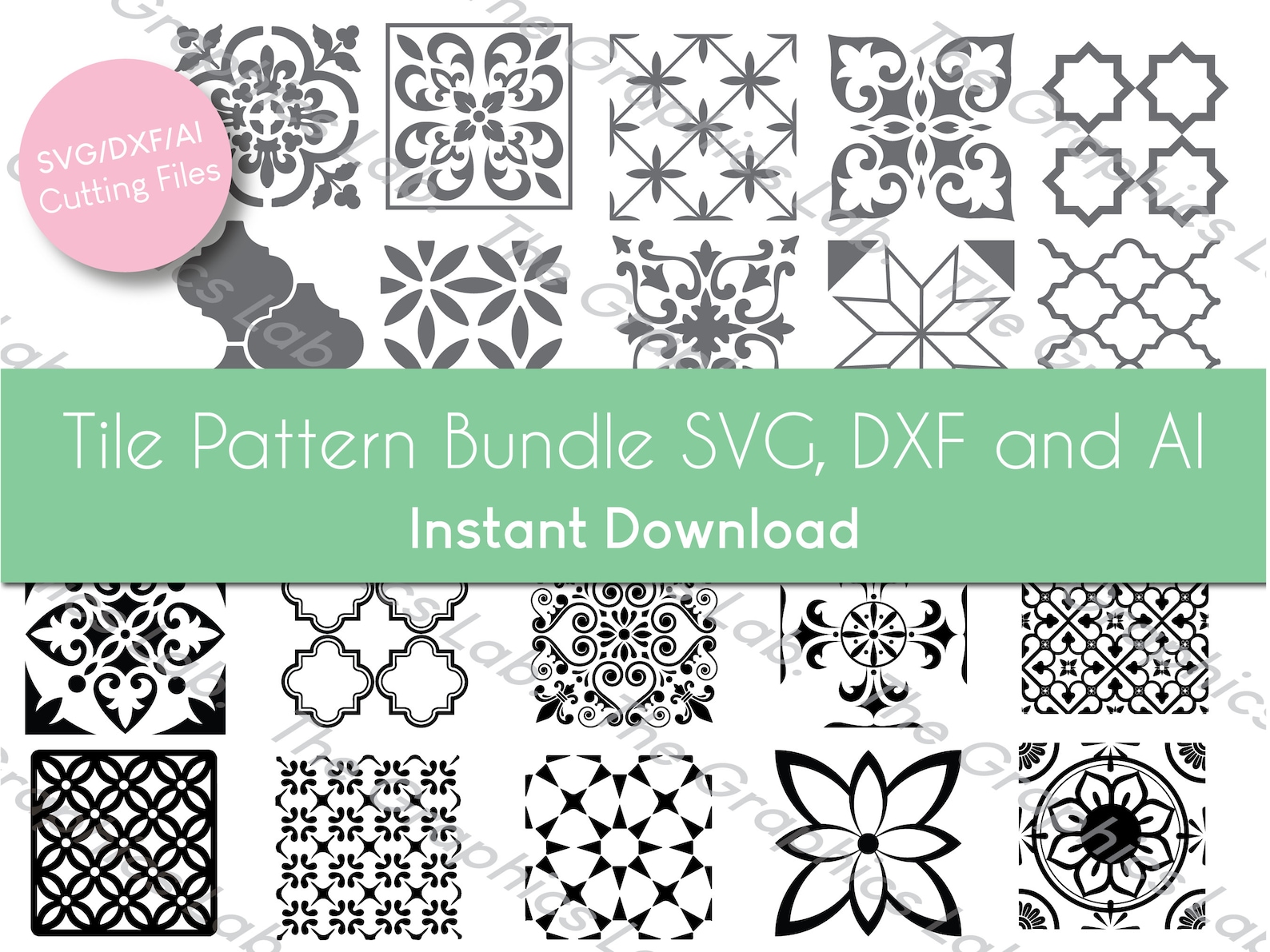 Vinyl Tile Pattern Bundle, Cement Stencil Patio Tile Bundle SVG, DXF ...