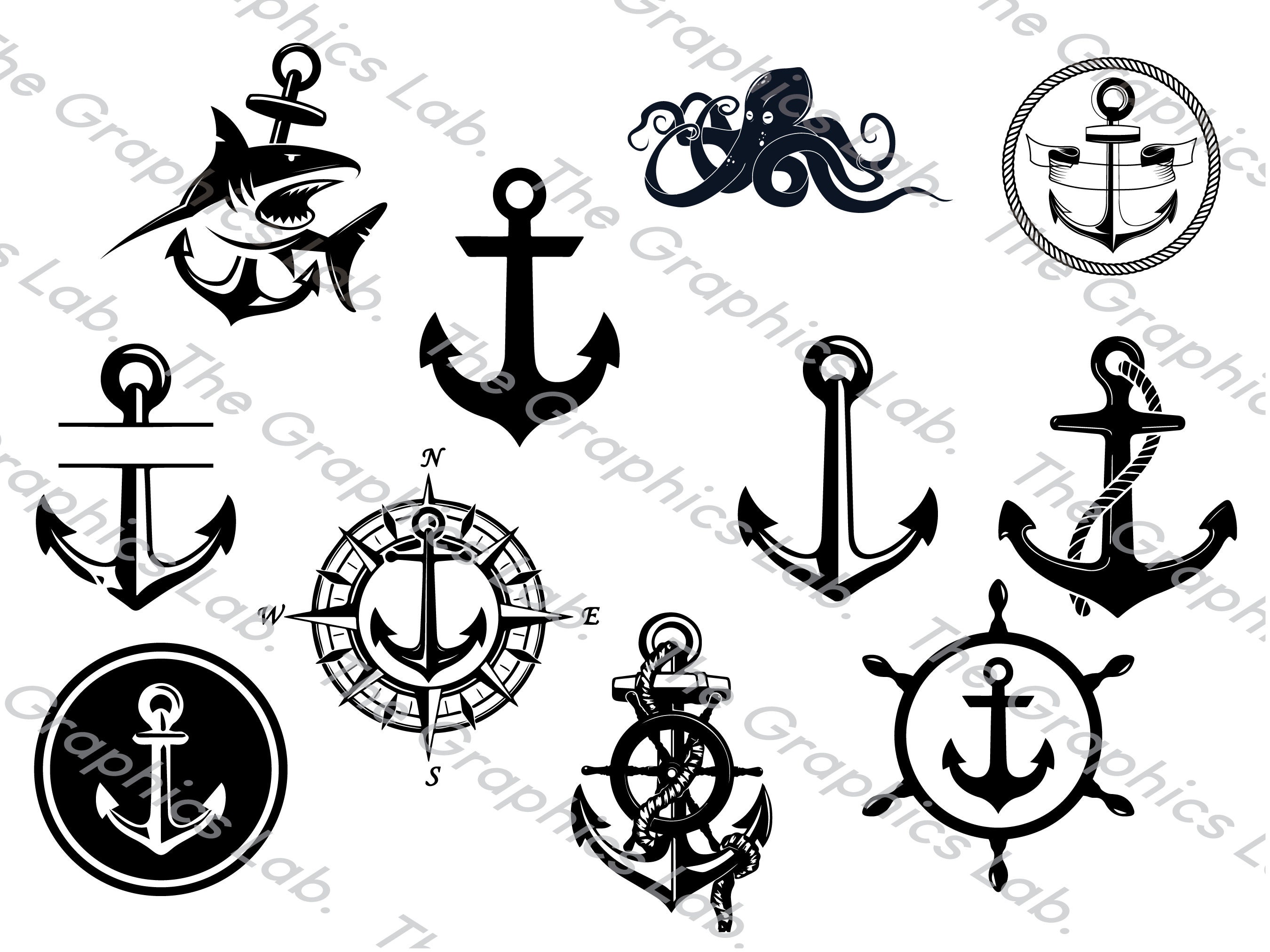 Anchor SVG, Anchor Bundle SVG, Nautical SVG, Anchor Vector, Ai, Dxf and ...