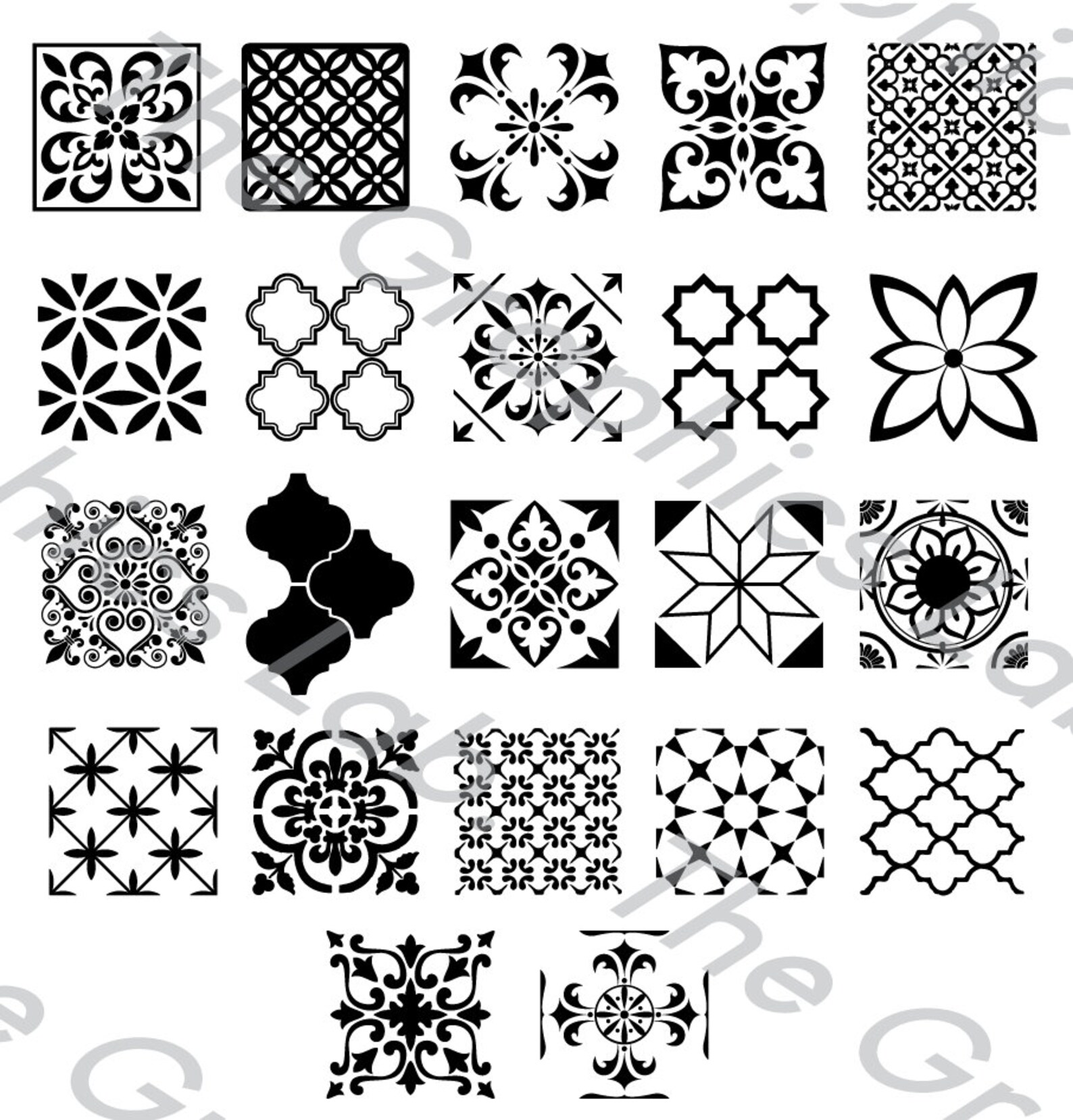 Vinyl Tile Pattern Bundle, Cement Stencil Patio Tile Bundle SVG, DXF ...
