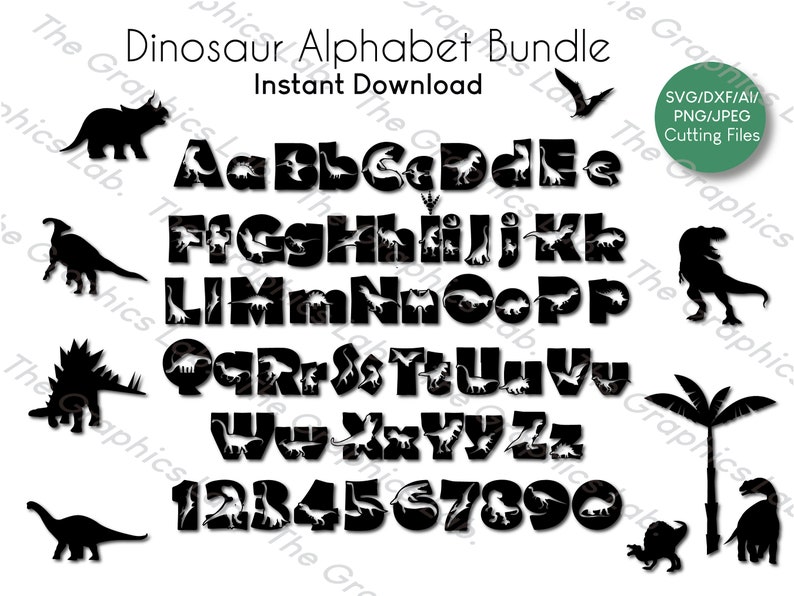 Dinosaur Font SVG, Dinosaur Alphabet SVG, Dinosaur SVG Cut Files for ...
