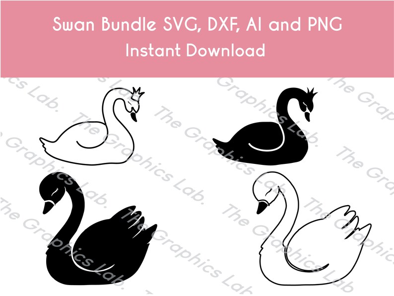 Swan SVG Craft, Nursery SVG, Baby Shower SVG, Swan Cut File, Swan Clipart, Crown Swan, Princess ...