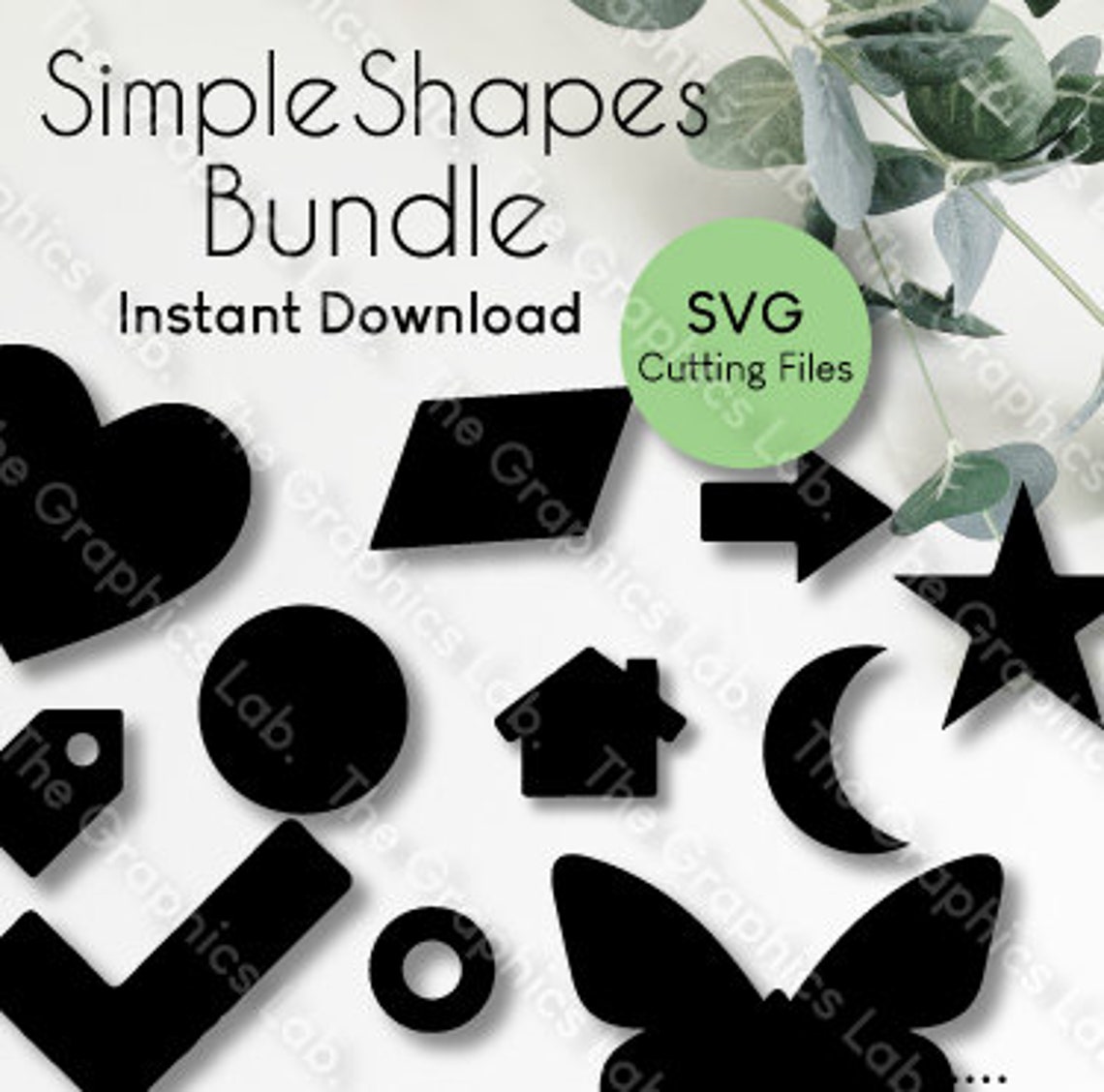 Basic / Simple Shapes Bundle for Cricut and Silhouette SVG, DXF and AI ...