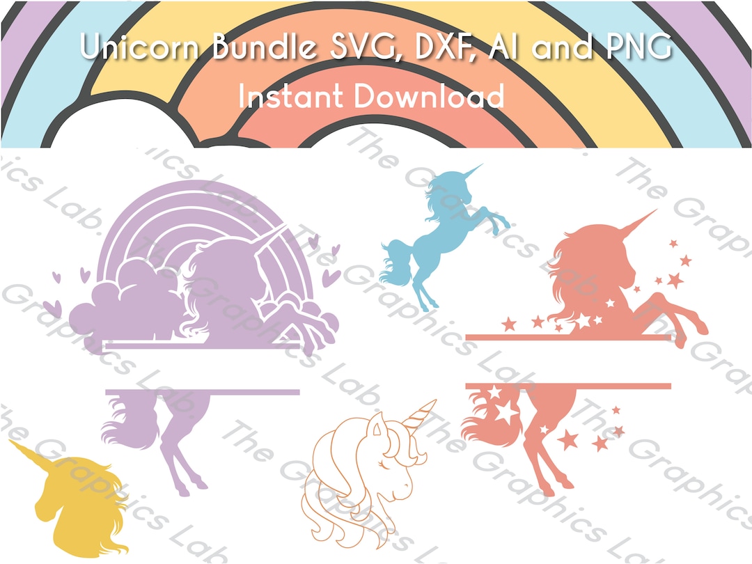 Unicorn Svg, Unicorn Split Monogram, Unicorn Birthday Svg, Unicorn ...