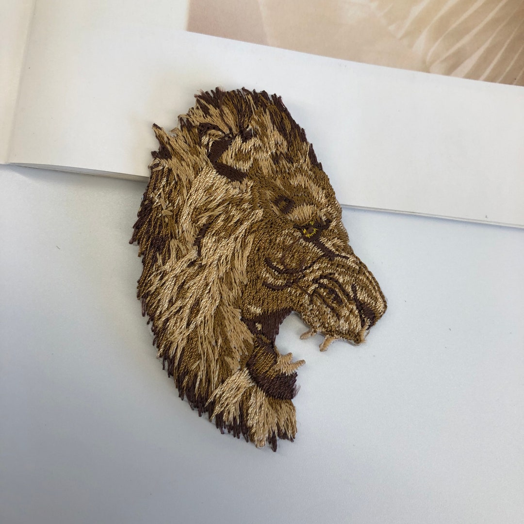 Lion Embroidery Patch, Ironing Applique Vest Clothes Badge Lion Badge ...