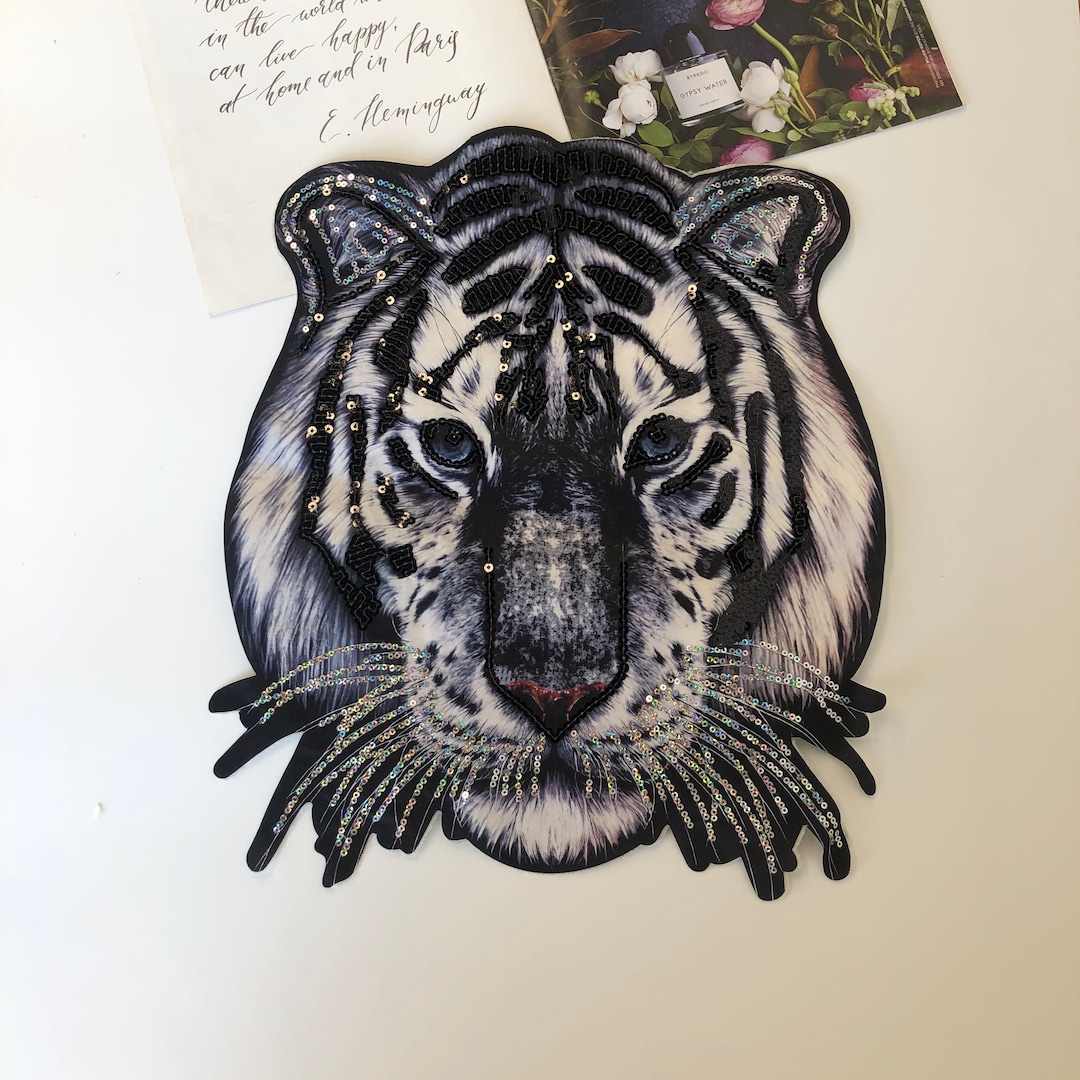 Large Roaring Tiger Head Patch, Printed Tiger Head Sewn Patch - Etsy