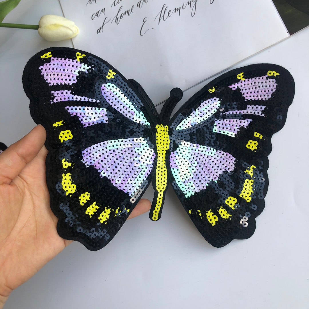 Sequin Butterfly Patch, Sequin Iron on Butterfly Patch, Sequin Patch ...