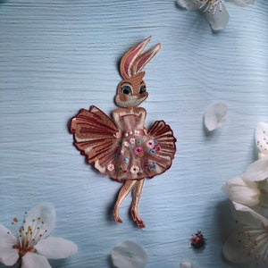 Little Bunny Embroidered Applique Patches, Embroidered Rabbit Patch ...