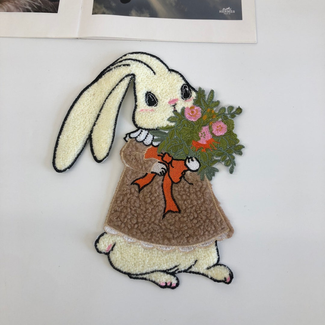 Bouquet Rabbit Patch/rabbit Badge/diy Embroidery/decorative Patch ...