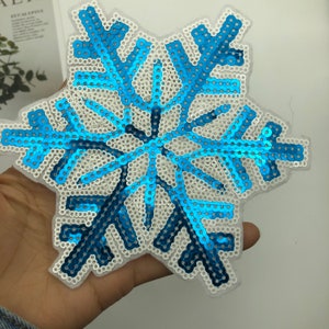 Christmas Snowflake Patch, Blue Snowflake Patch, Ironed Sequin Patch, Snowflake Winter Badge - Etsy