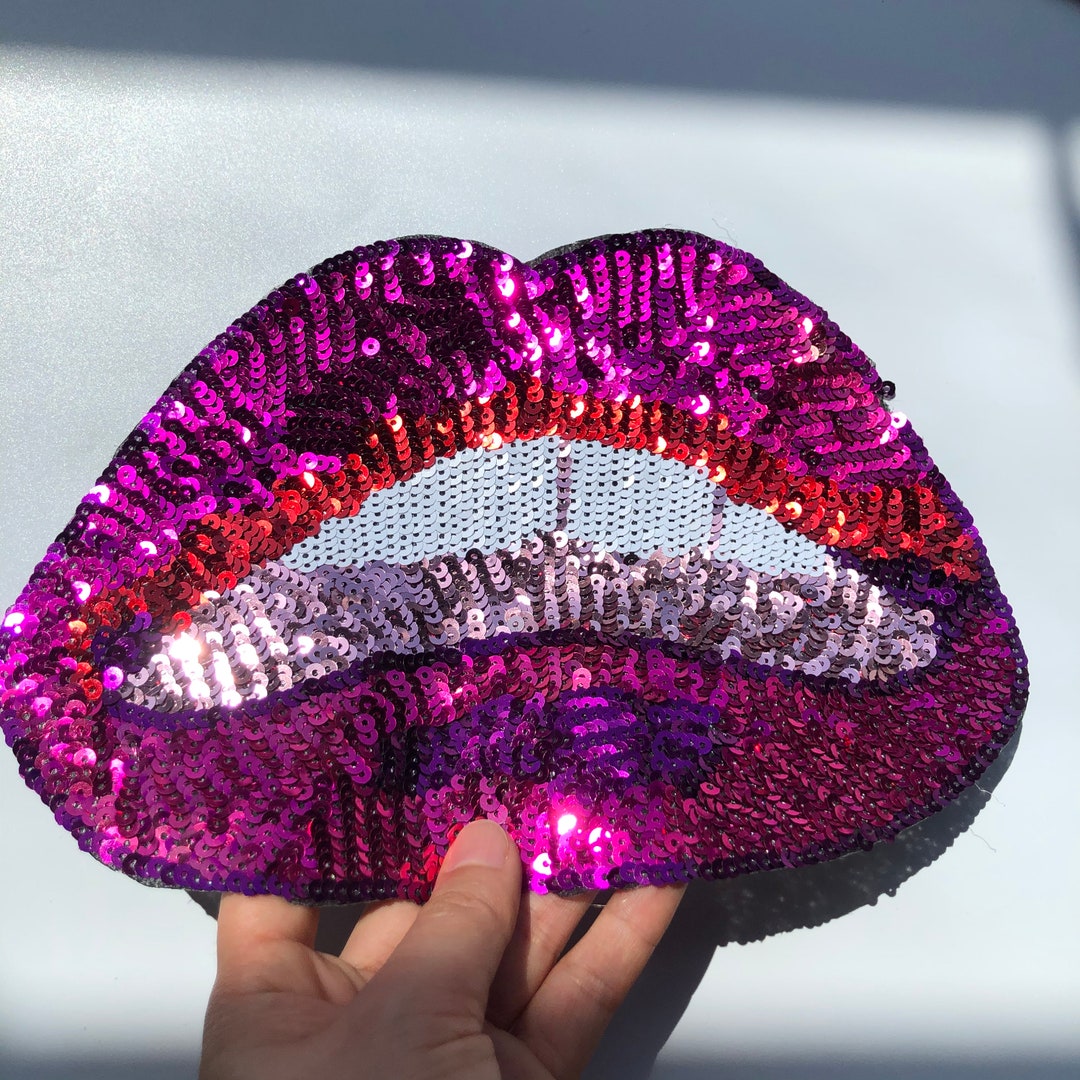 Sequin Lip Sticker, Glitter Lip Sticker, Embroidered Sewn Ironing ...