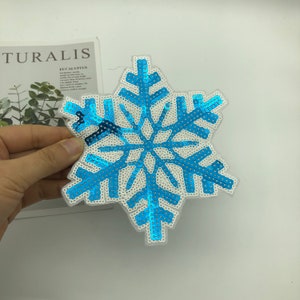Christmas Snowflake Patch, Blue Snowflake Patch, Ironed Sequin Patch, Snowflake Winter Badge - Etsy