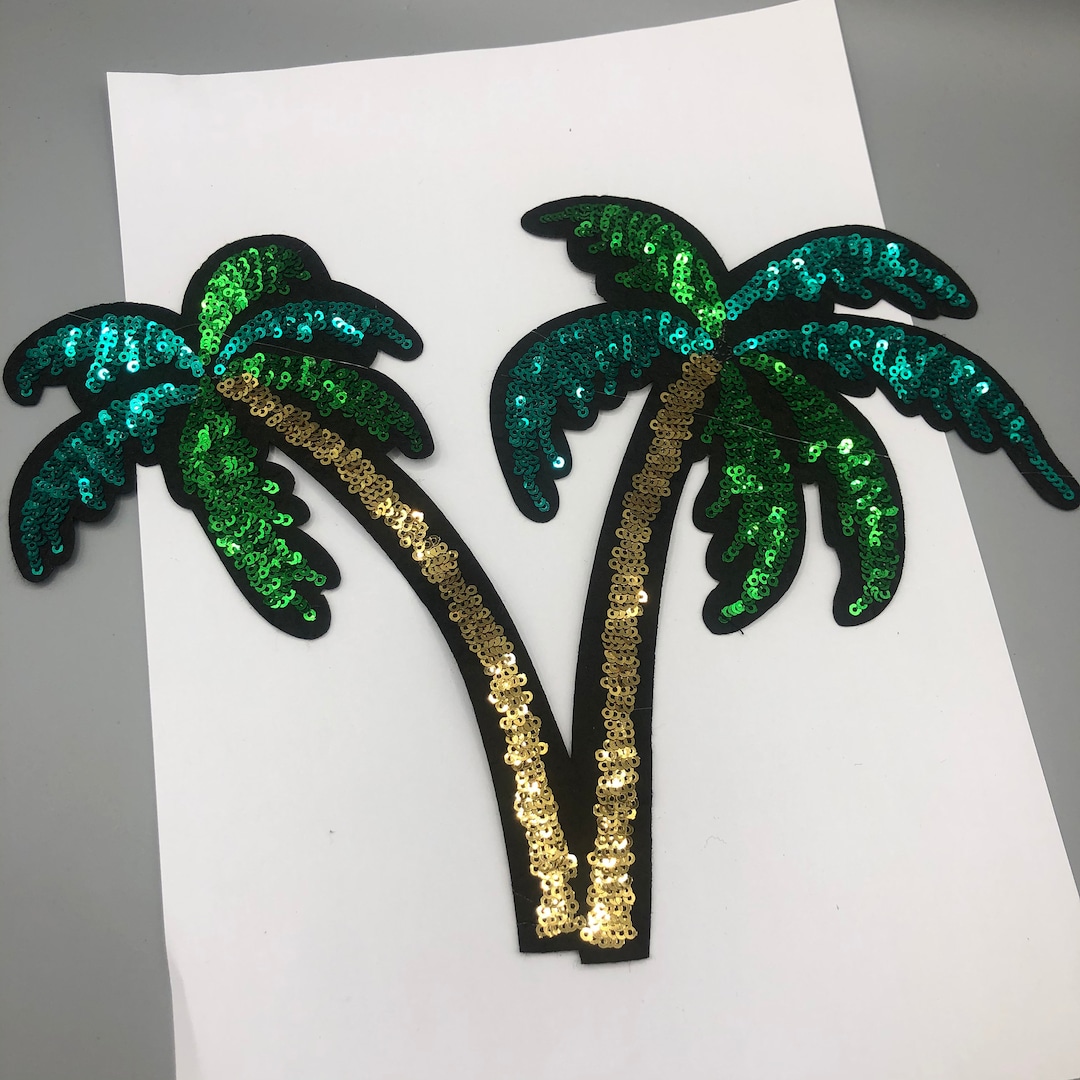 Tropical Coconut Tree Patch, Palm Tree Patch, Sequin Patch, Clothing ...
