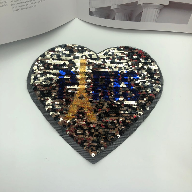 Heart Shaped Letter Sequin Patch Reversible Heart Patch on - Etsy