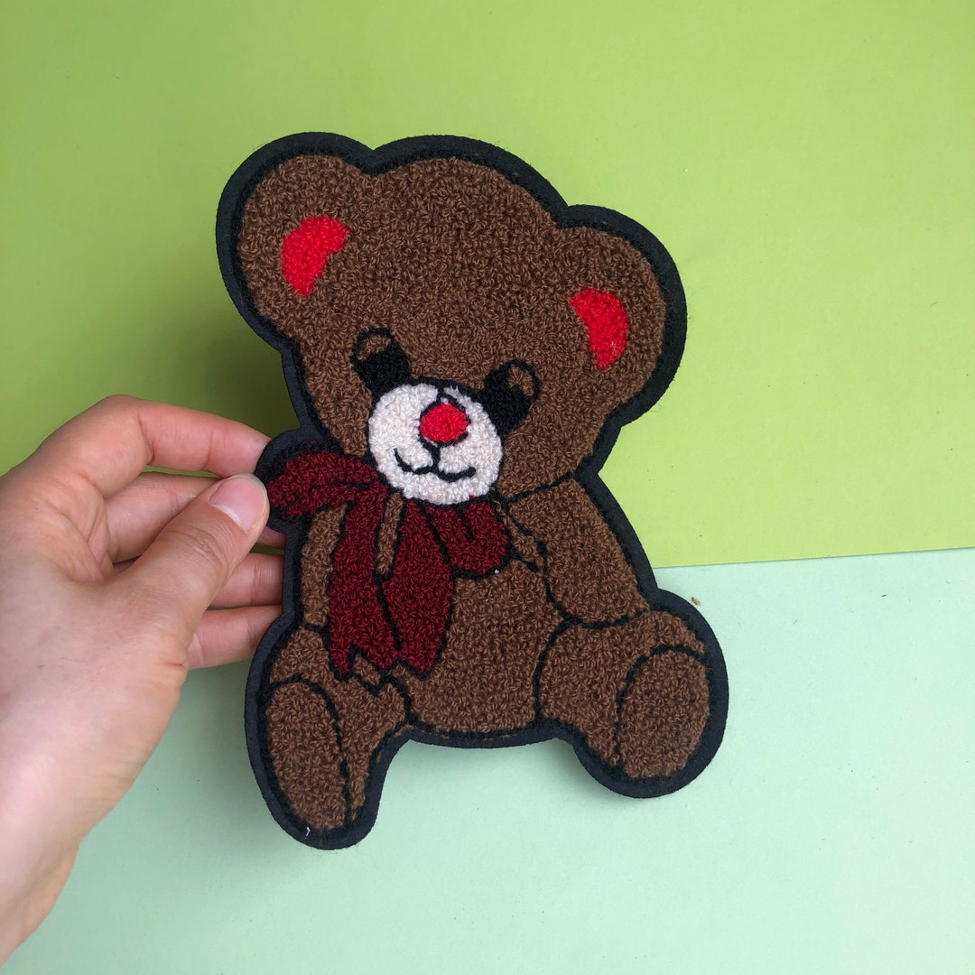 Plush Bear Applique Patch, Bear Badge, Towel Embroidered Appliqué Patch ...