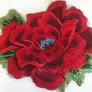 Rose Flower Embroidery Patch, Classic Rose Sewn on Patch, Embroidered ...