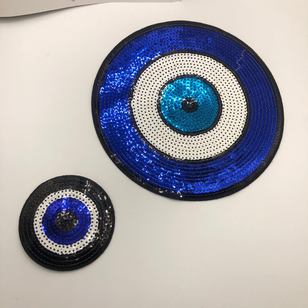 Large and Small Sequins Blue Circular Eye Patch Evil Eye - Etsy