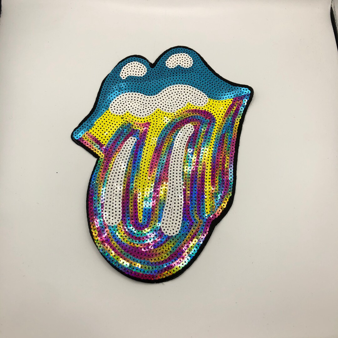 Sequin Long Tongue Sticker Sequin Sticker Lips Ironing Patch Sequin DIY ...