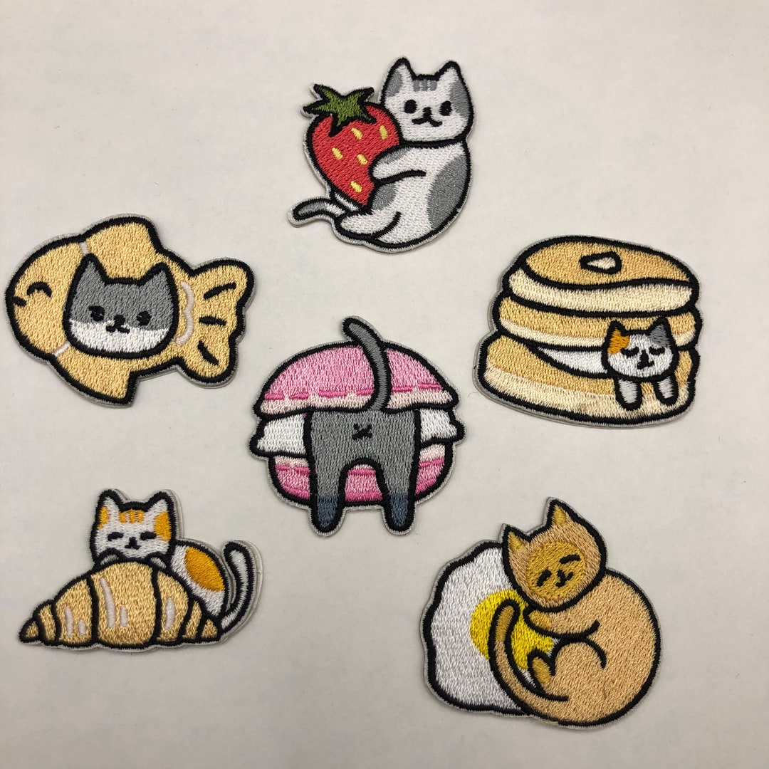 6pcself Adhesive Cat Patch, Hamburger Cat, Strawberry Cat, Screw Cat ...