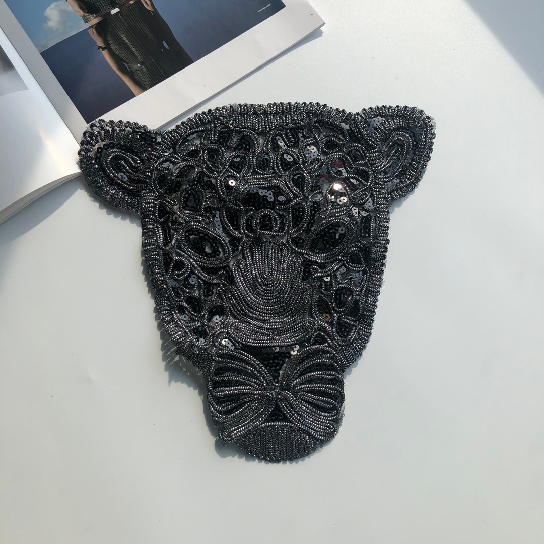 Rope Embroidered Sequin Leopard Head Patch, Animal Patch, DIY Jacket ...