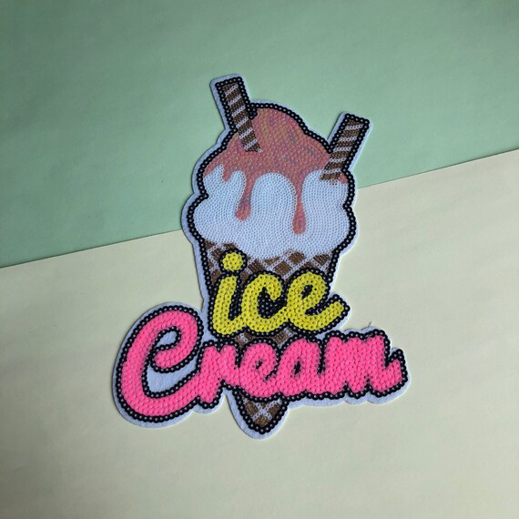 10 Large Sequin Ice Cream Patch Embroidered Fashion Iron on | Etsy