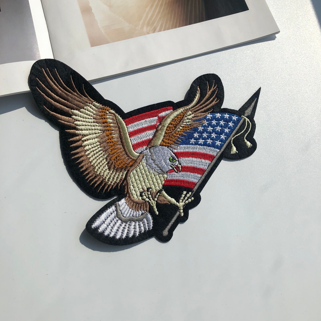 Bald Eagle Embroidered Patch American Flag Patriotic Bird Logo Decal ...