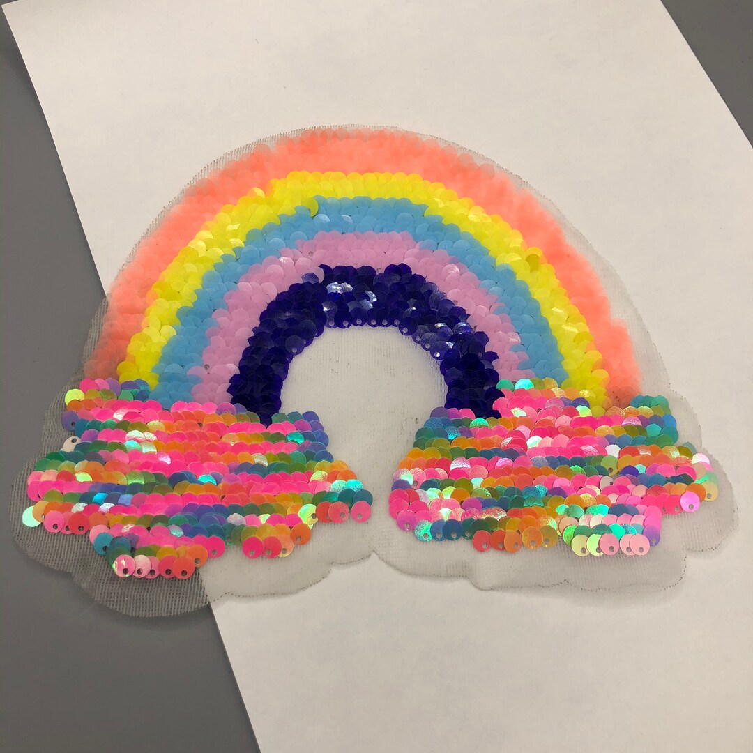 Double Flipped Sequin Rainbow Patch DIY Decal Pattern for Children ...