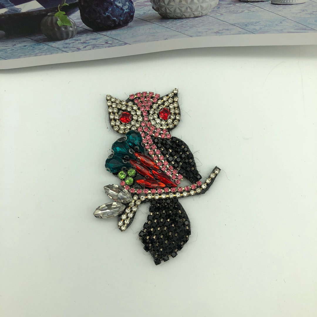 Delicate Embroidery Rhinestone Owl Sequined Applique Patch,beaded Owl ...