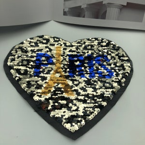 Heart Shaped Letter Sequin Patch, Reversible Heart Patch on Both Sides, Heart Shaped Sewn Decal ...