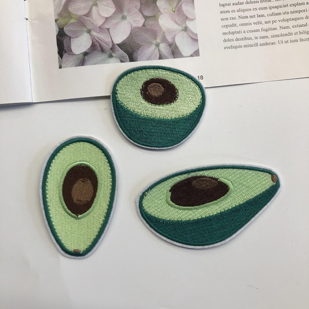 Avocado Patch, 3PC Set Avocado Iron Patch, Cute Blue, Embroidered Patch, Green Avocado, Avocado ...