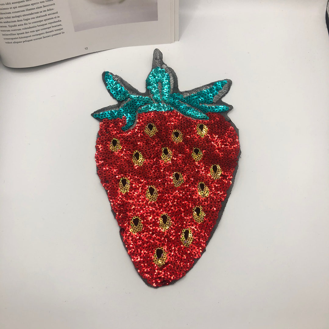 Big Strawberry Sequin Applique Patch Sequin Patch, T-shirt Jeans ...