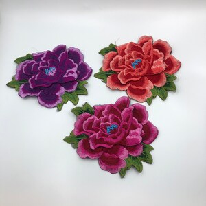 Rose Flower Embroidery Patch, Classic Rose Sewn on Patch, Embroidered ...