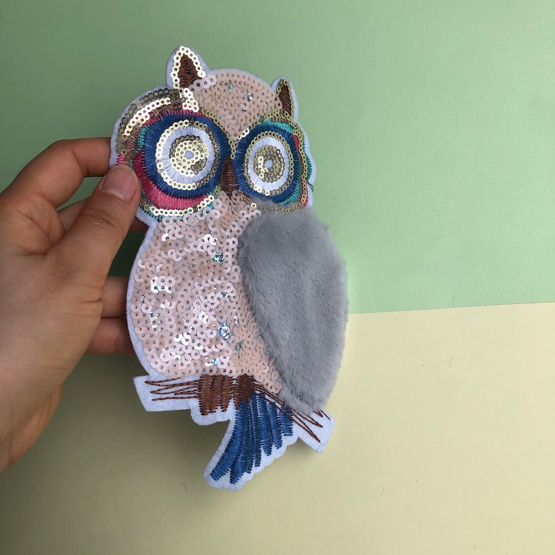 Owl Plush Applique Patch Sequin Patch Girls Jeans Jacket - Etsy