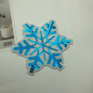 Christmas Snowflake Patch, Blue Snowflake Patch, Ironed Sequin Patch ...