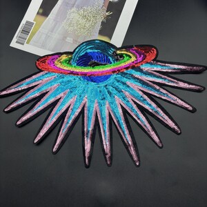 Large Sparkling Sequin Planet Ship Patch Sequin Patch Colorful Sequin ...