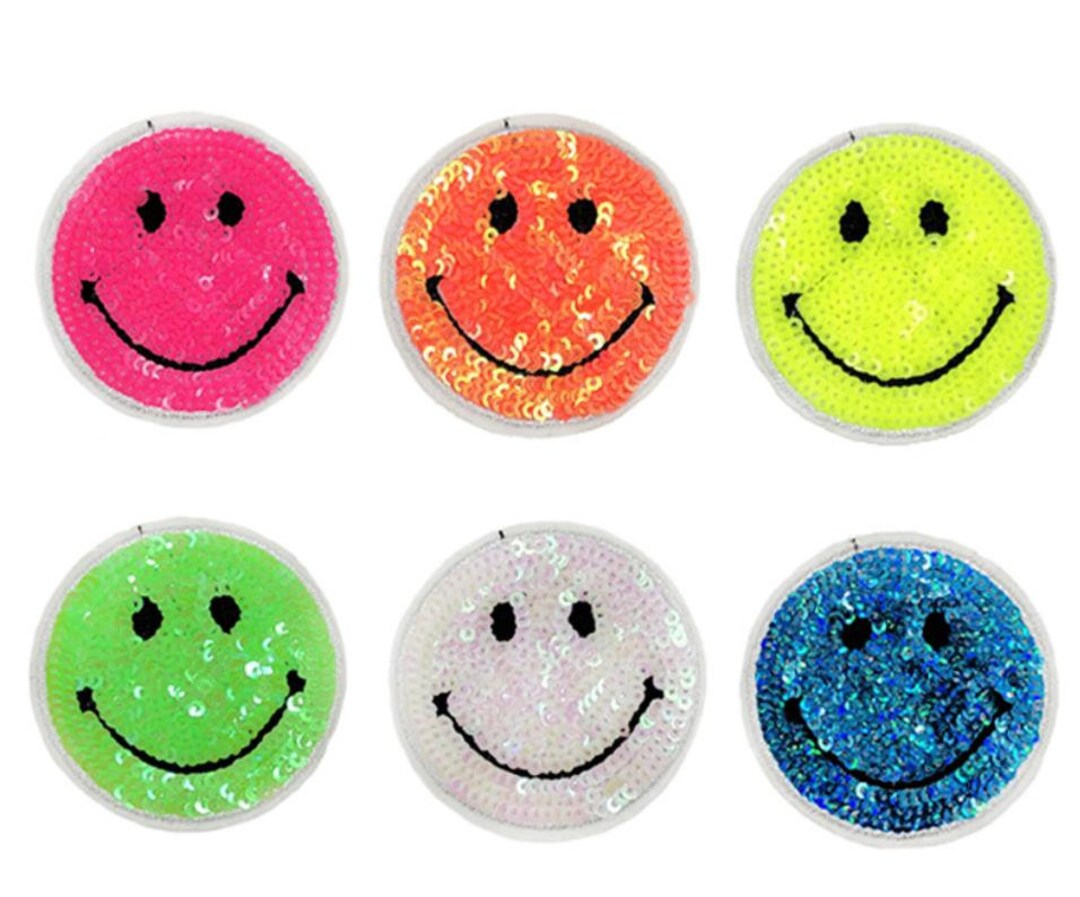 Smile Face Sequins Patch Applique Vintage Embroidered Patch - Etsy