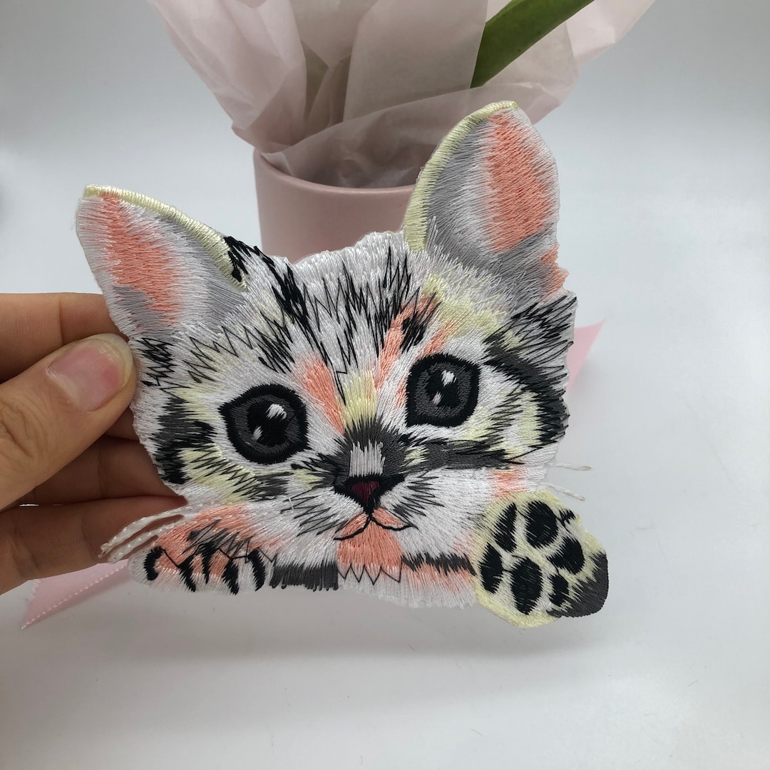 Cat Embroidery Appliqué Patch, Kitten Embroidery Patch, Kitten Badge ...