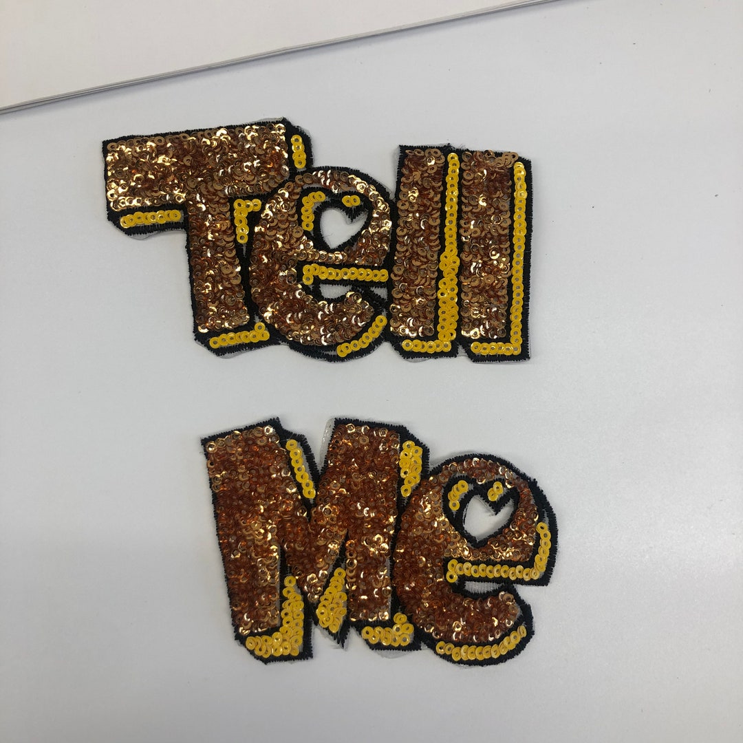 TELL Letter Sequin Patch, Me Letter Sequin Patch, Letter Sequin Ironing ...