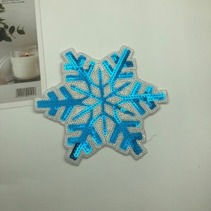 Christmas Snowflake Patch, Blue Snowflake Patch, Ironed Sequin Patch, Snowflake Winter Badge - Etsy