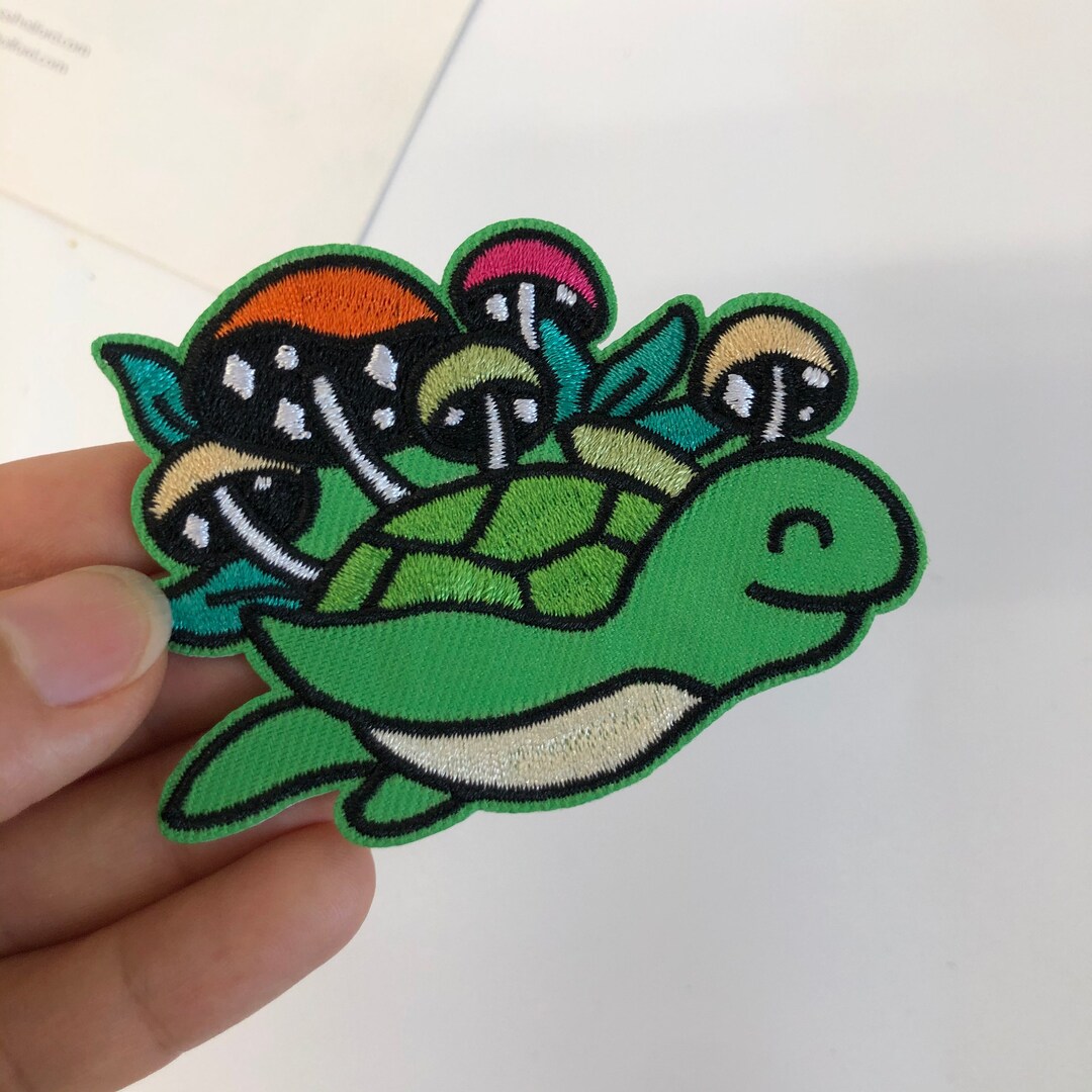 Green Turtle Iron on Mushroom Turtle Embroidery Patch - Etsy