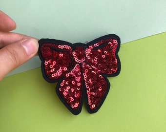 Gold Bow Sequined Applique Patchpaillette Patchsequins - Etsy