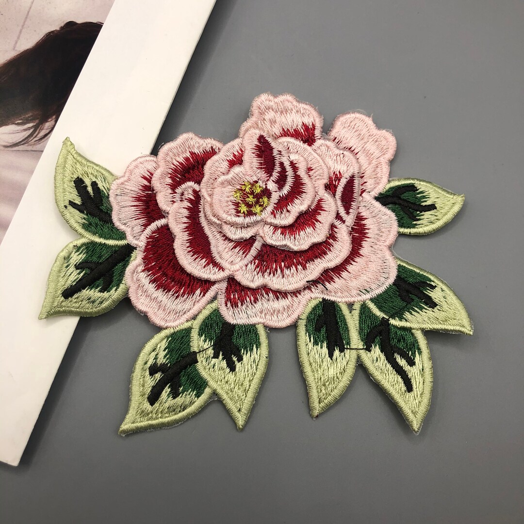 Peony Embroidered Flower Iron Patch Embroidered Flower Patch - Etsy