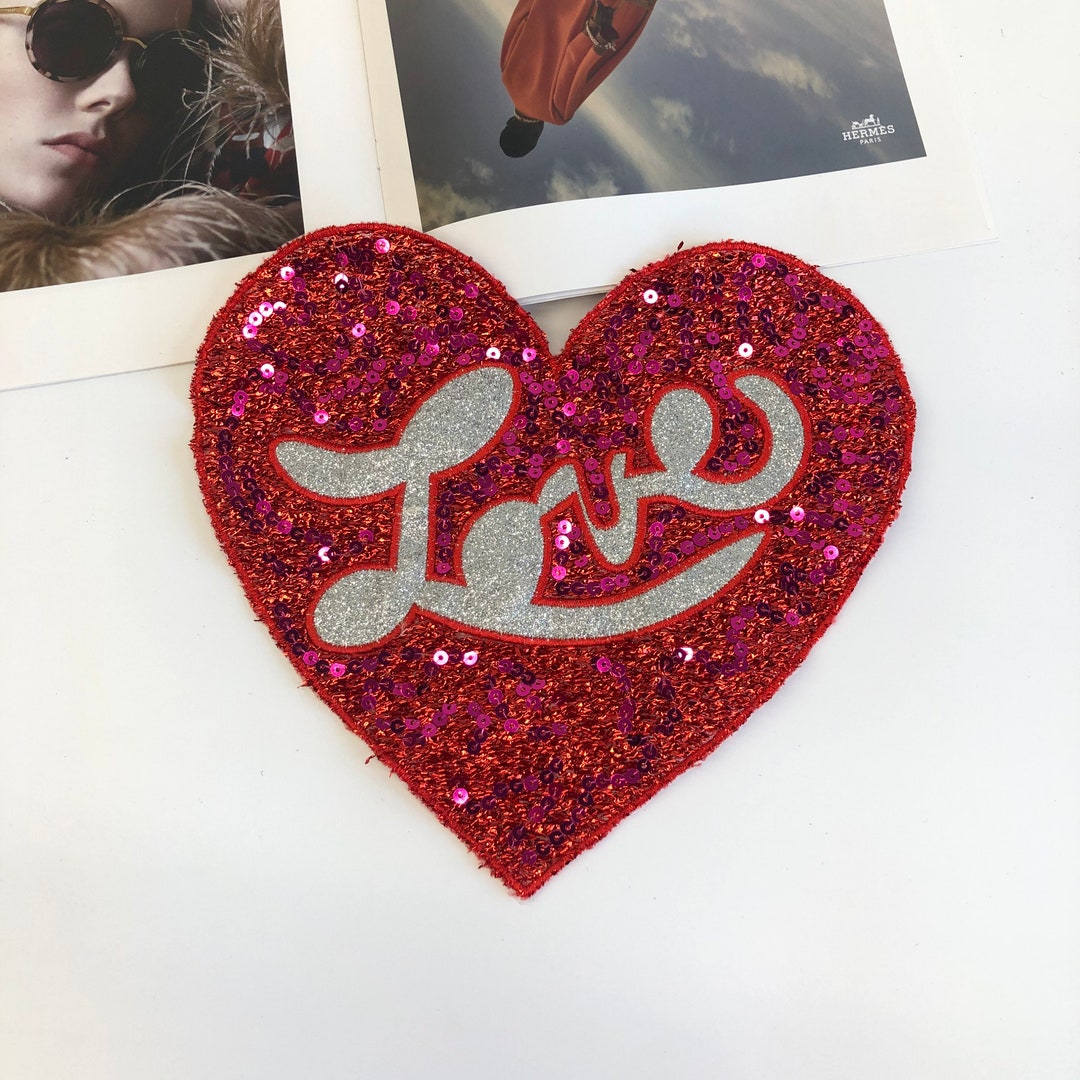 Heart Shaped Patch Red Shiny Valentine's Day Patch Sewn - Etsy
