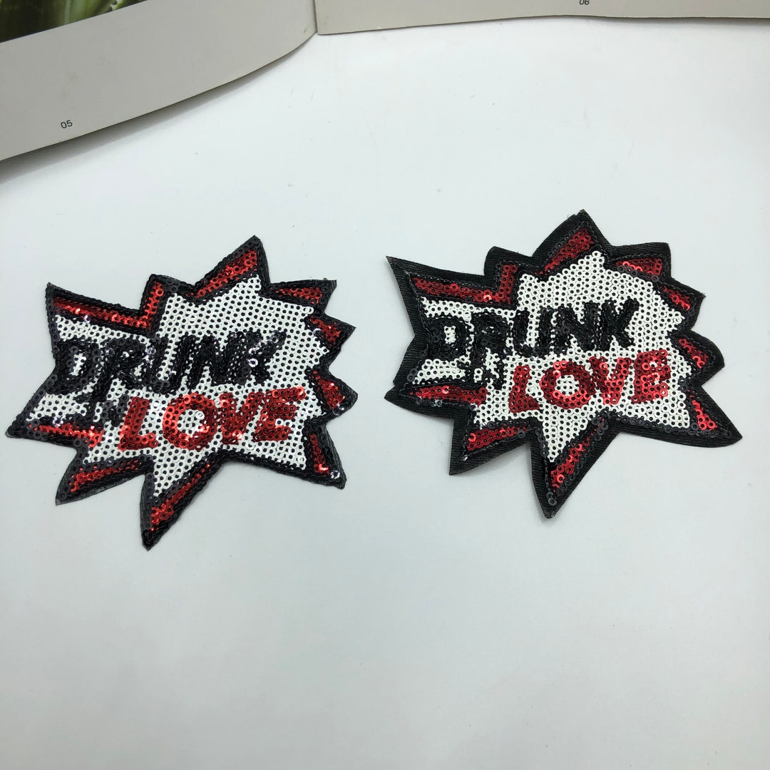 LOVE DRUNK Letter Sequin Sticker With Sequin Iron Sewn on Top - Etsy