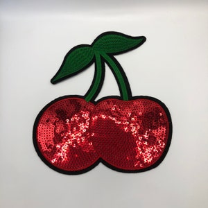 Large Cherry Sequin Decal Patches, Sequin Patches, Used for Decorative ...
