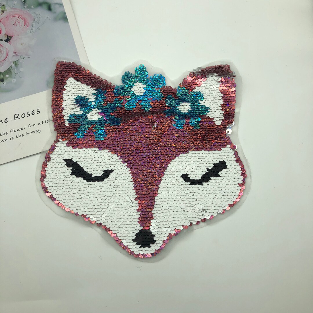 Fox Sequin Patch Two Sides Turned and Discolored Fox Decal Sewing ...
