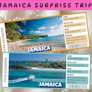 Jamaica Surprise Trip Ticket: Editable Boarding Pass (digital Download ...