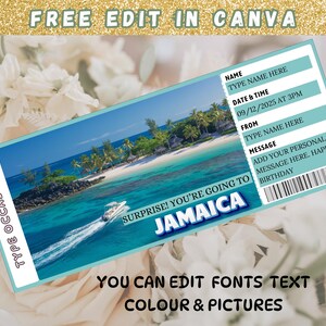 Jamaica Surprise Trip Ticket: Editable Boarding Pass (digital Download ...