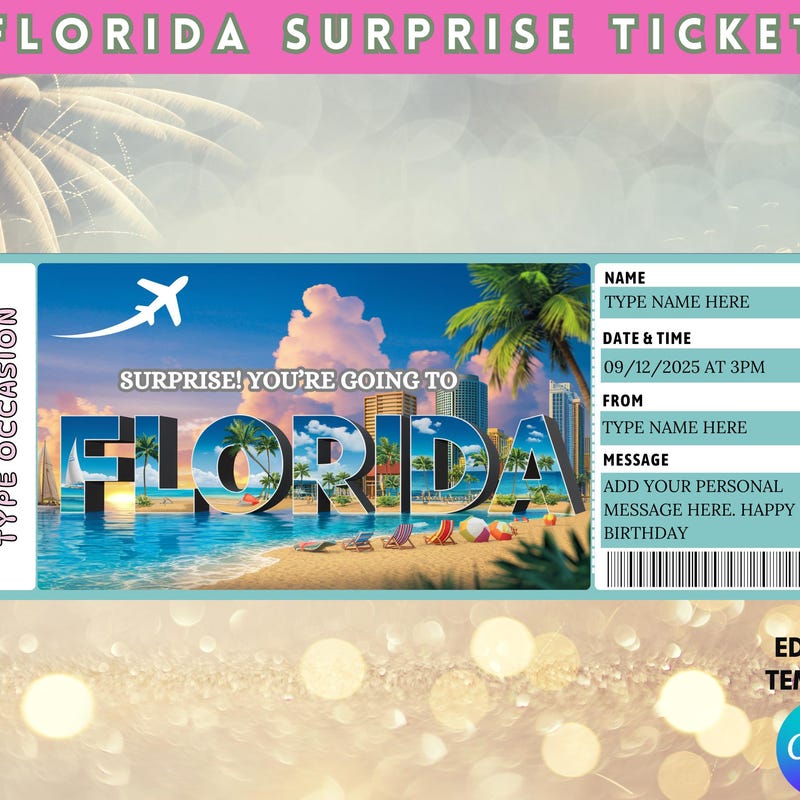 Surprise Ticket Florida - Etsy